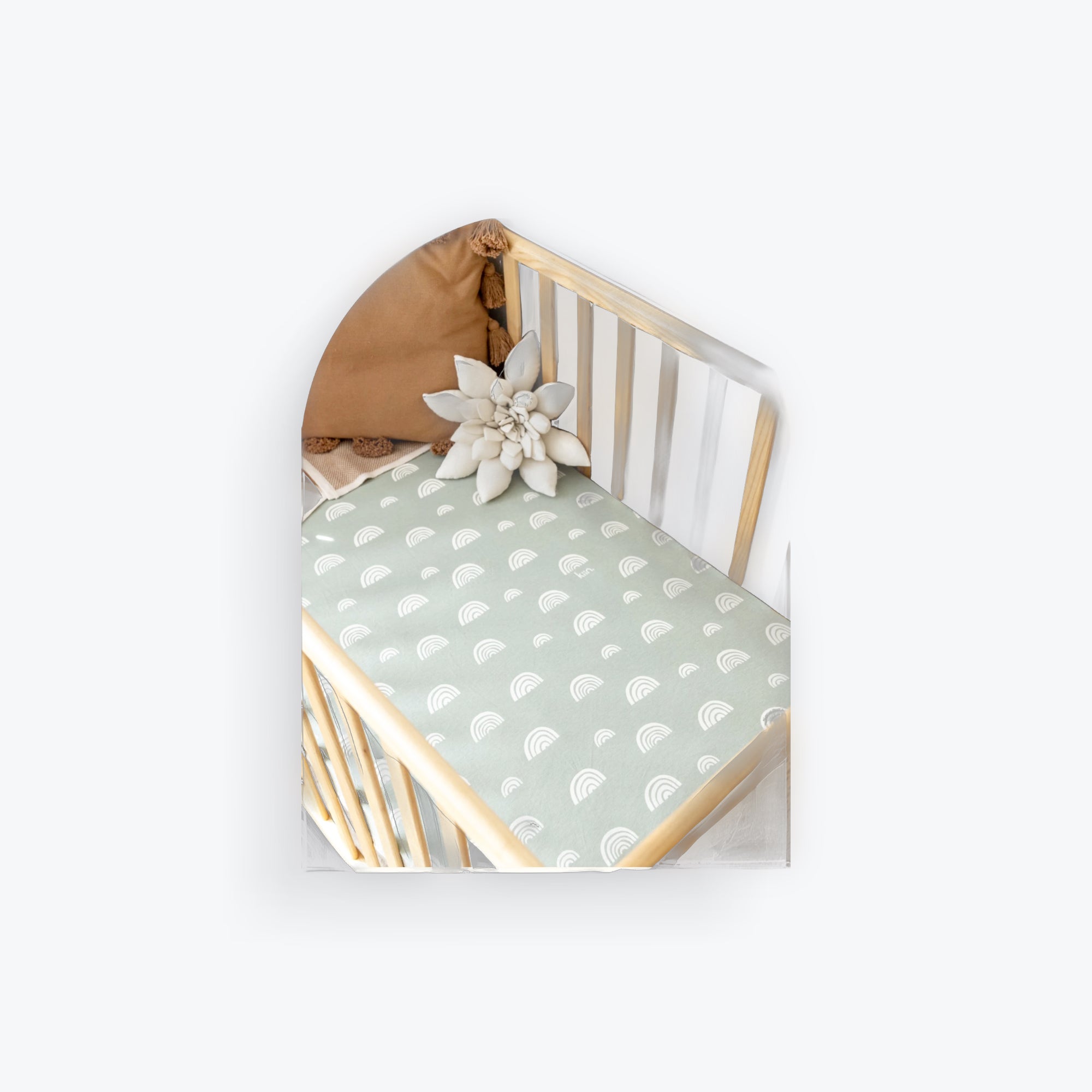 Kinn Baby Organic Cot Sheet- Rainbow Sage | MISSXCASE